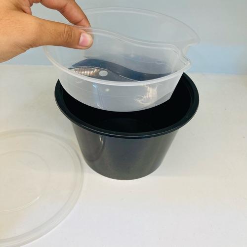 3 Compartment PP Round Plastic Container – Black (1200ml) – Suppdock