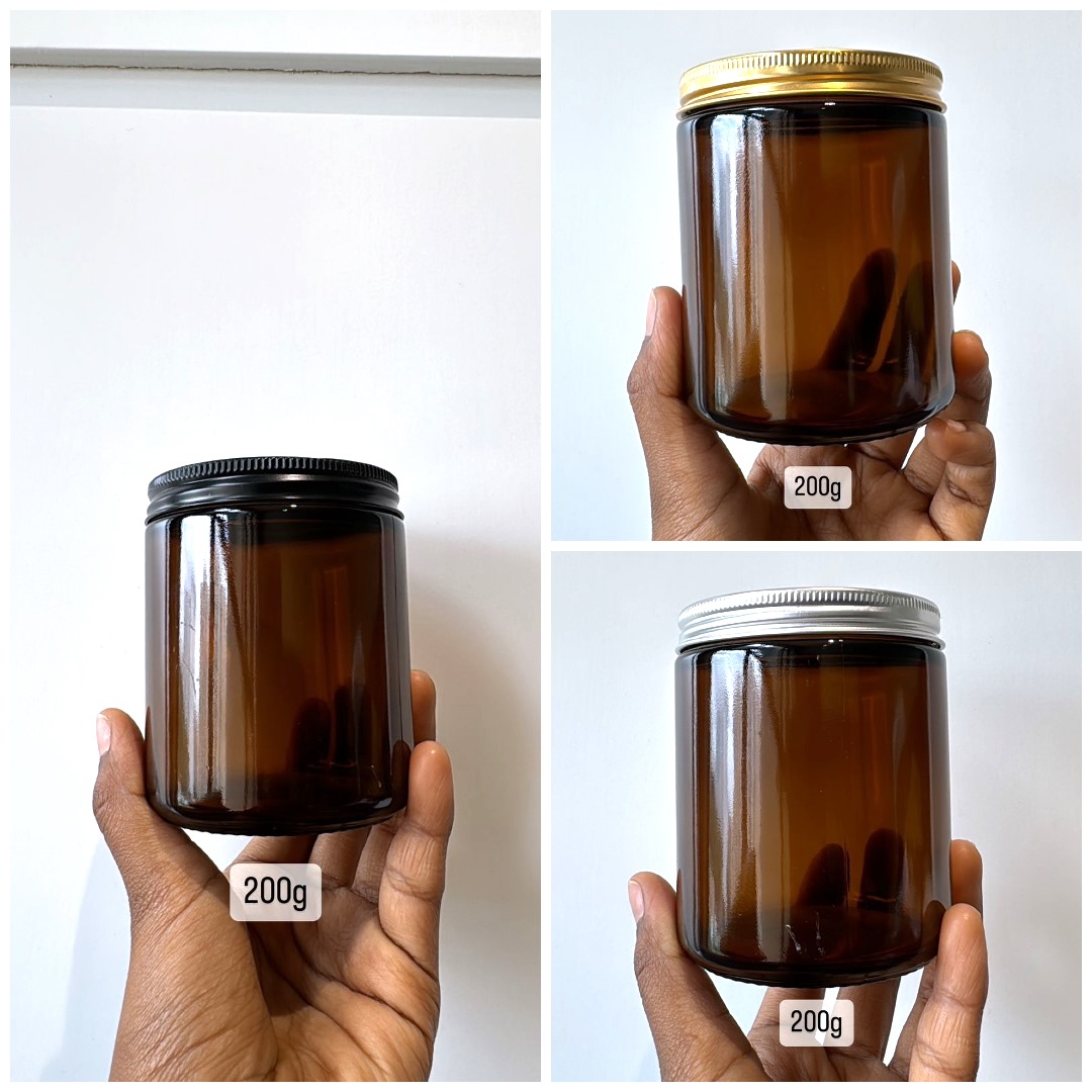200g Amber Glass Jar + Metal Lid - Suppdock